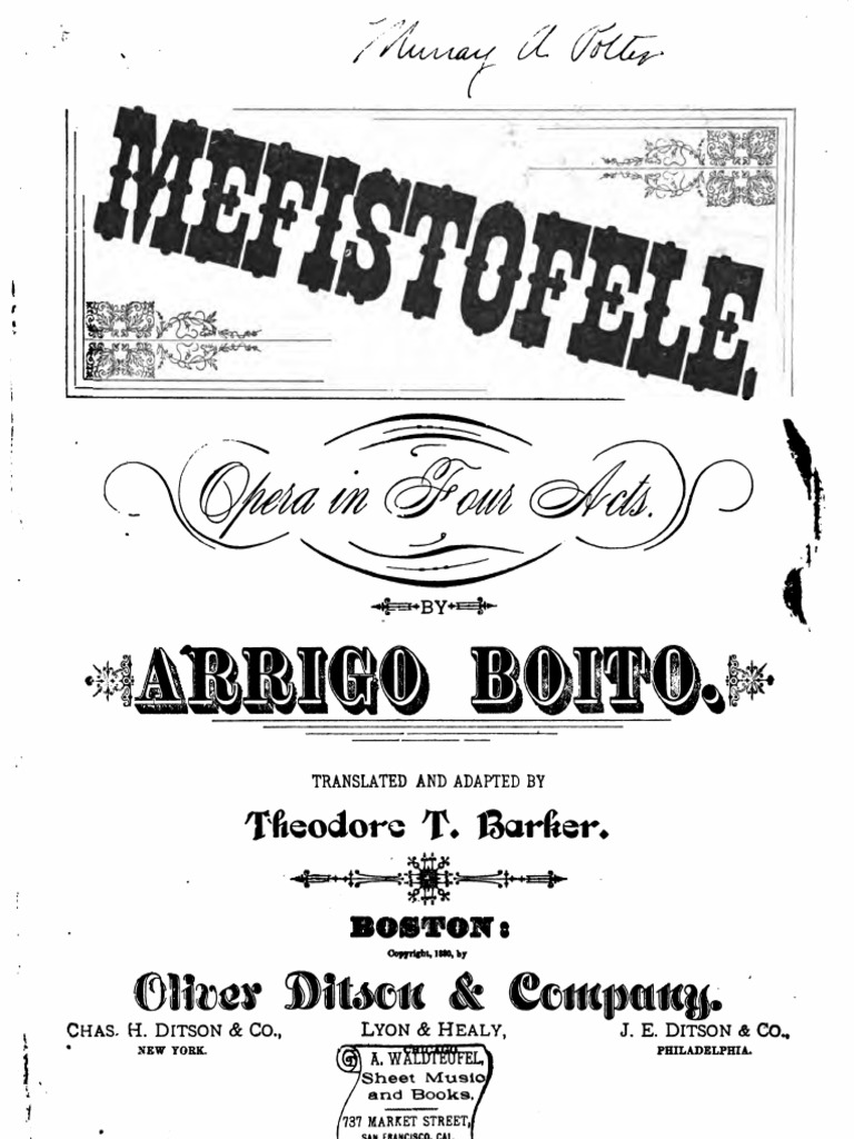 Boito. Mefistofele. Vocal Score | PDF