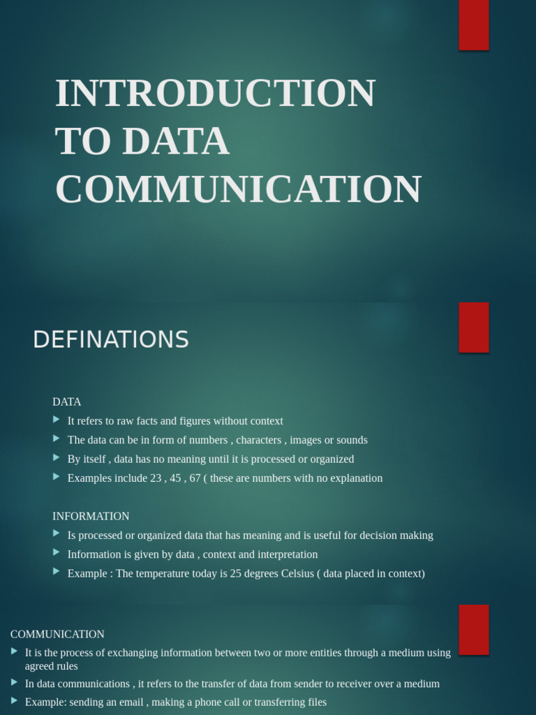 Introduction To Data Communication | PDF | Telecommunications | Telegraphy