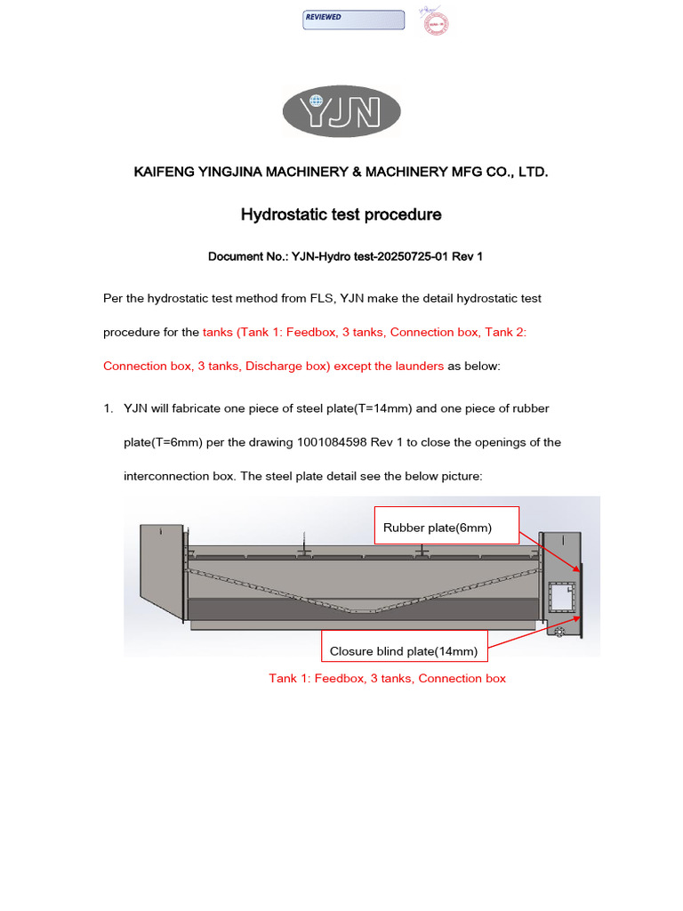 Hydrostatic Test Procedure for Tanks | PDF | Mechanical Engineering