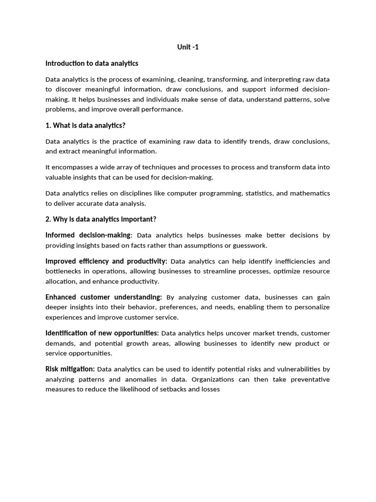Introduction to Data Analytics Basics | PDF | Data Analysis | Analytics