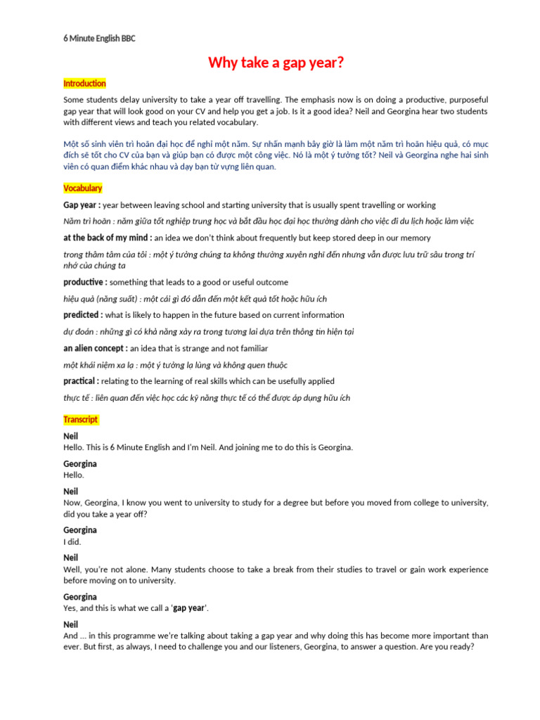 Benefits of Taking a Gap Year | PDF