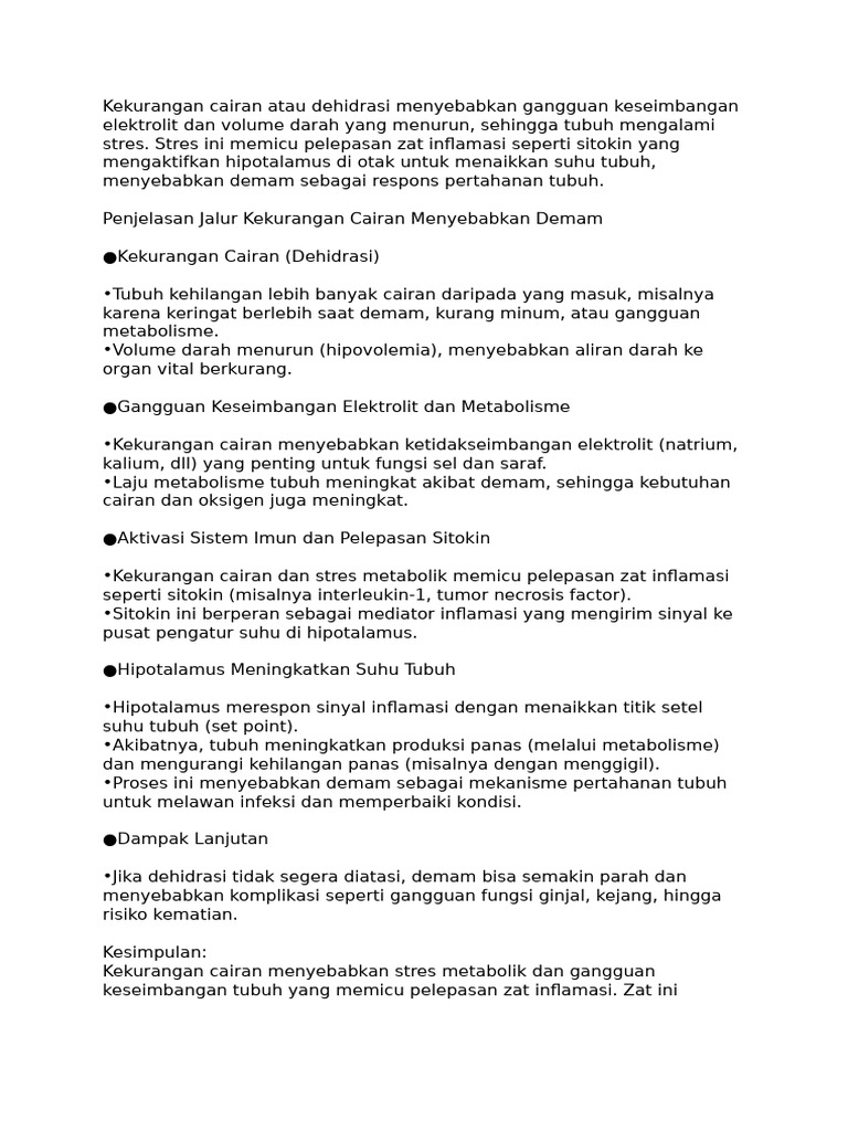 Kekurangan Cairan Atau Dehidrasi Menyebabkan Gangguan Keseimbangan ...