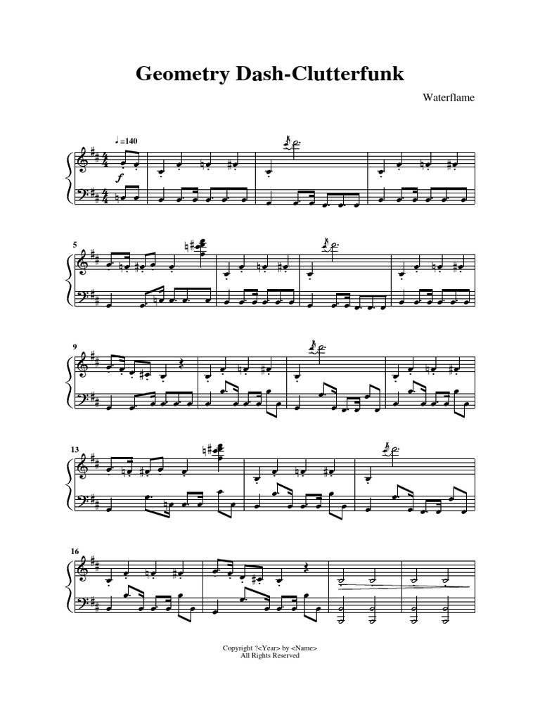 Clutterfunk Sheet Music for Geometry Dash | PDF