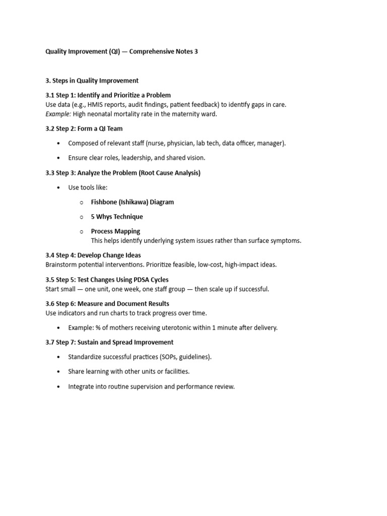 Steps for Effective Quality Improvement | PDF
