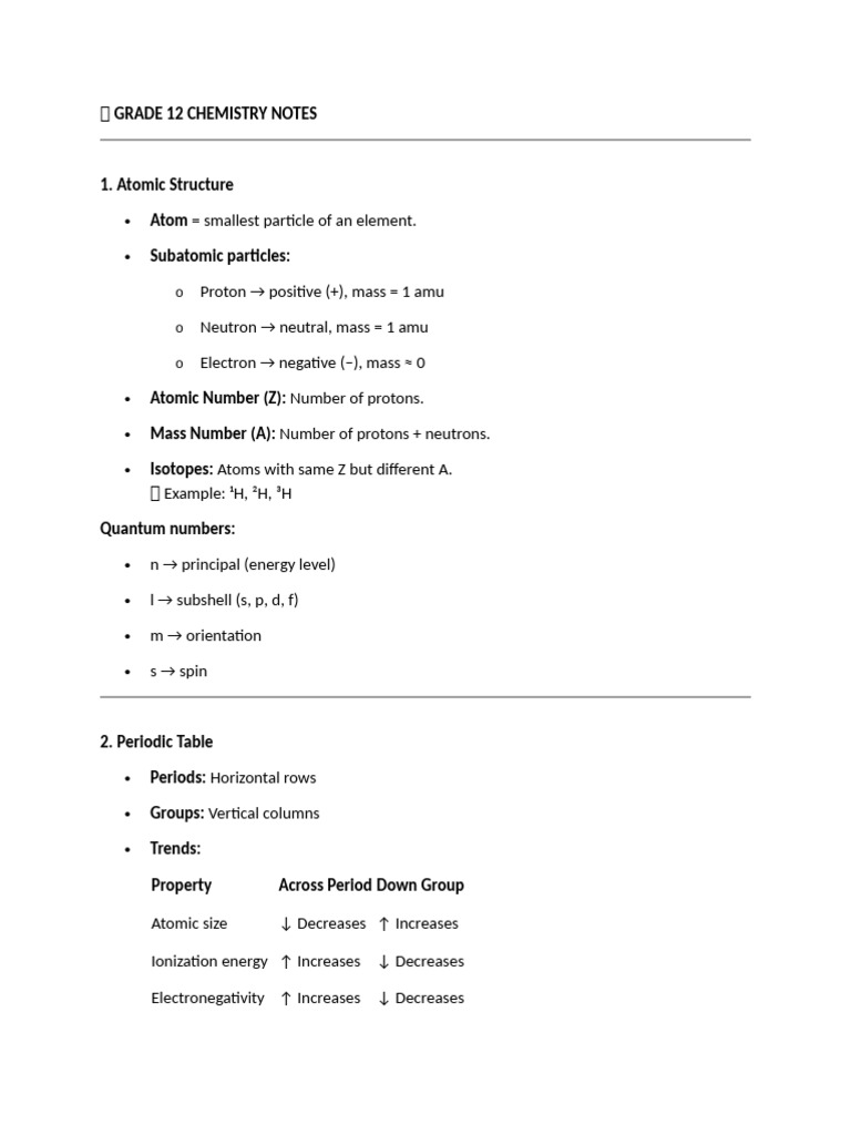 ? Grade 12 Chemistry Notes | PDF | Reaction Rate | Chemical Reactions