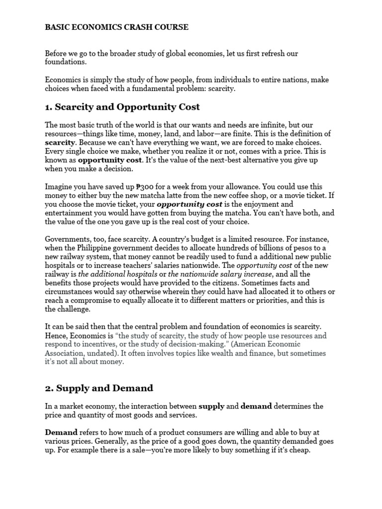 Basic Economics Crash Course | PDF | Fiscal Policy | Recession