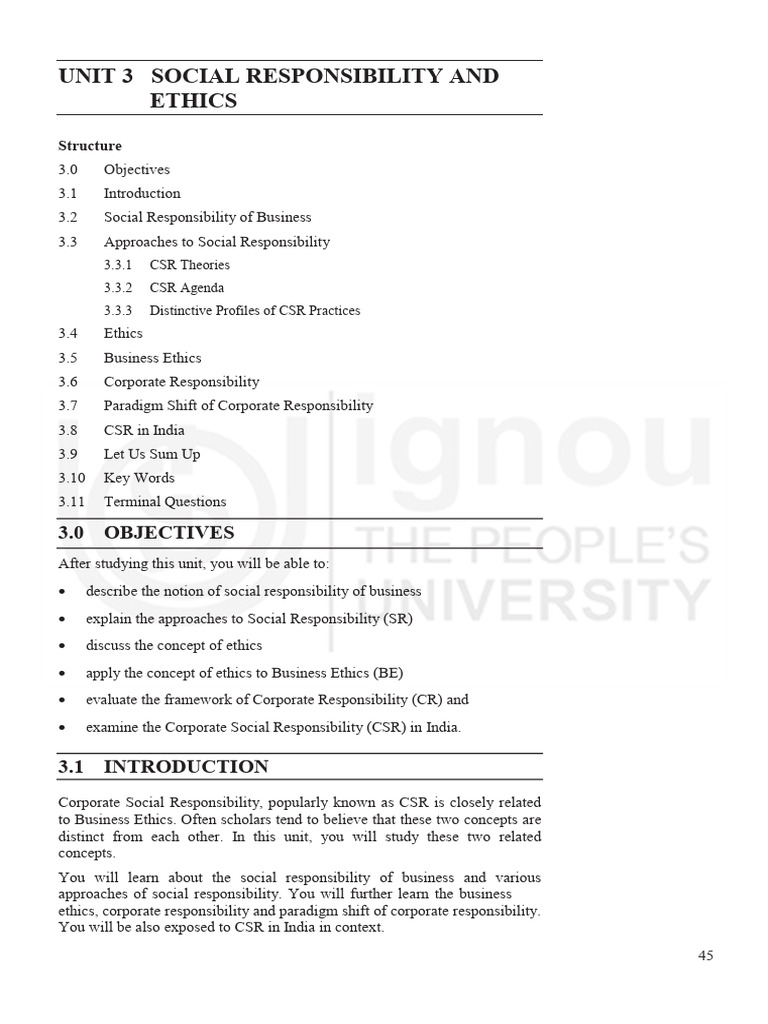 Unit-3 Social Responsibility and Ethics | PDF | Corporate Social ...