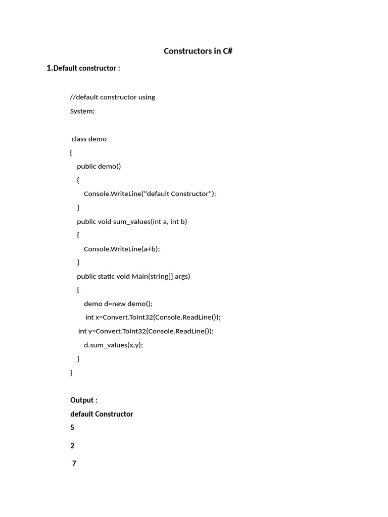 Constructors and Inheritance in C# | PDF | Constructor (Object Oriented ...