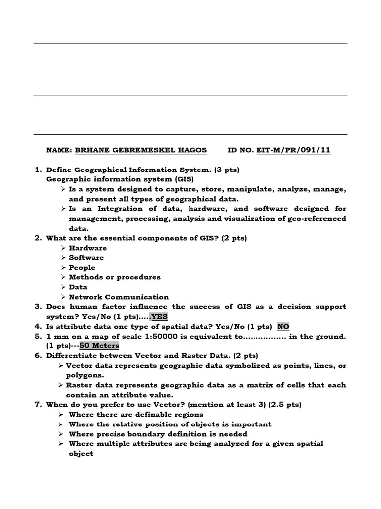 Brhane Gebremeskel GIS & RS Final Exam | PDF | Infrared | Image Resolution