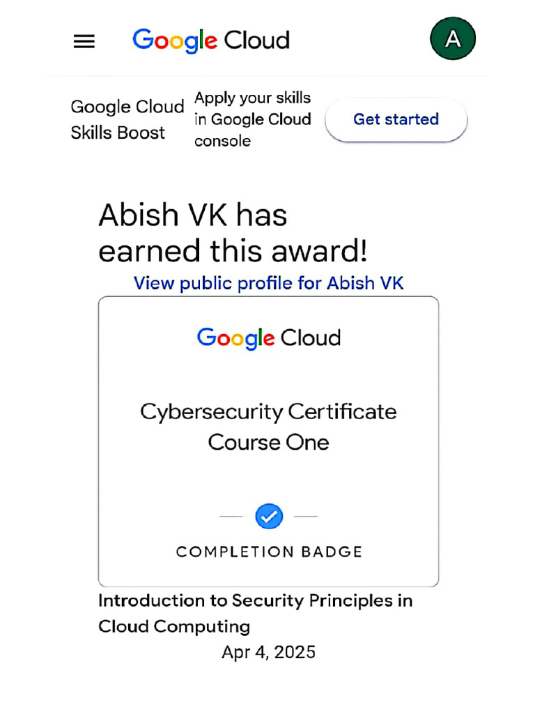 Abish V.K Certificate | PDF