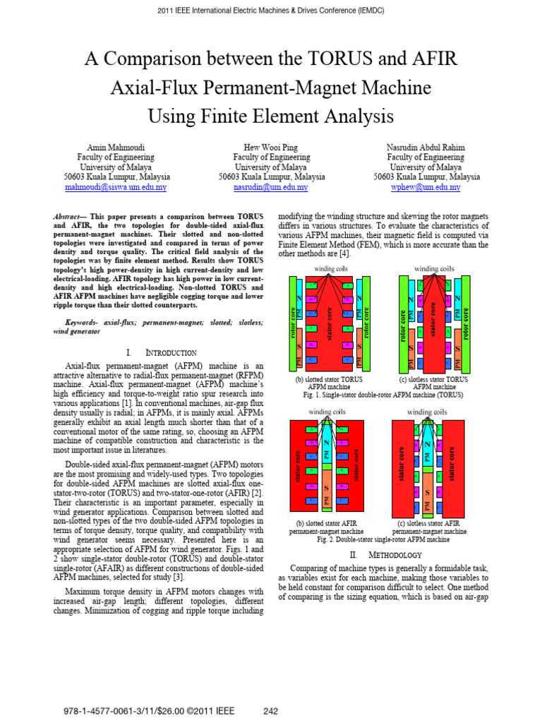TORUS vs AFIR: Axial-Flux Machine Analysis | PDF | Electric Motor | Magnet