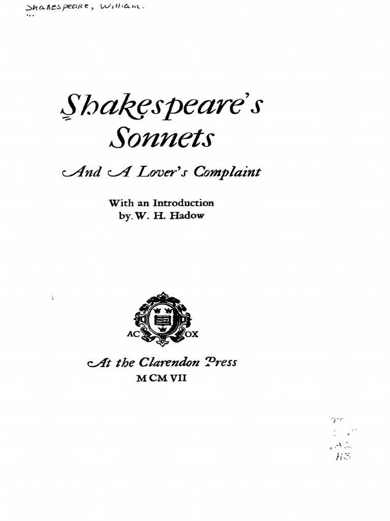 Shakespear's Sonnets | PDF | Sonnets | Literary Criticism