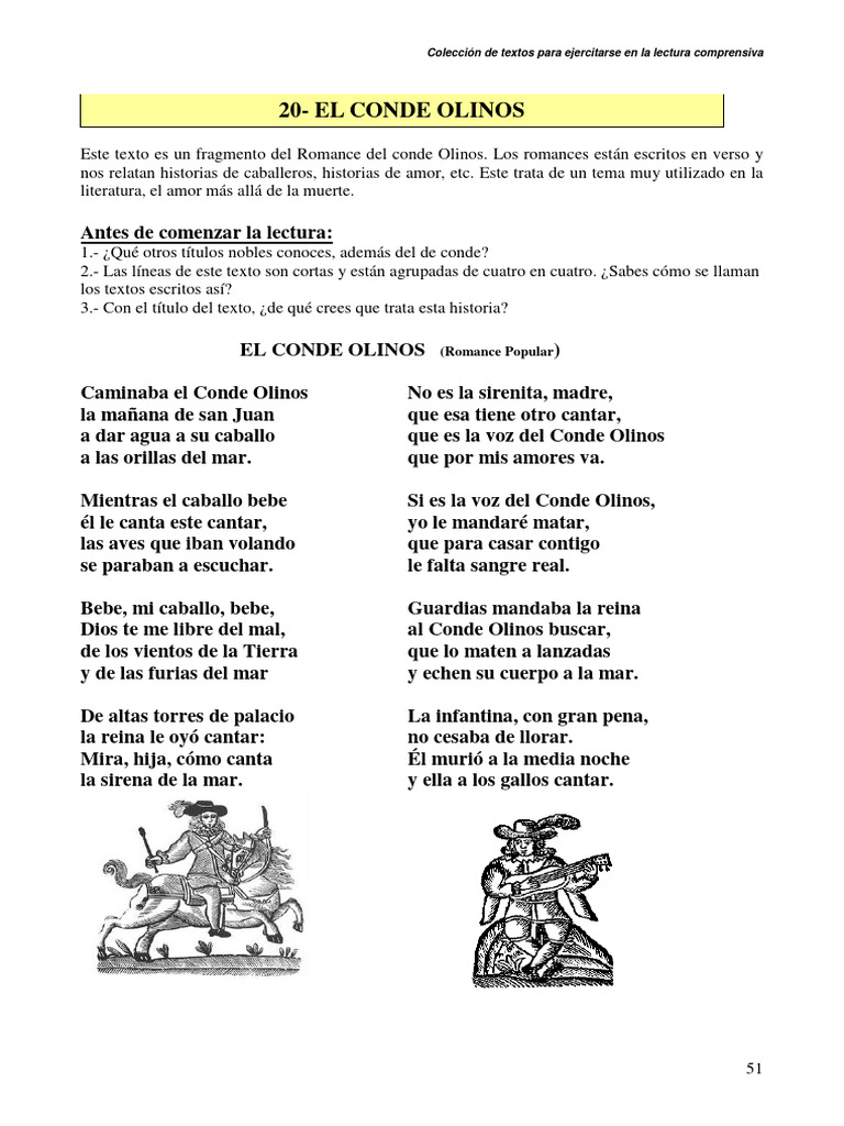 Romance del Conde Olinos: Amor y Muerte | PDF