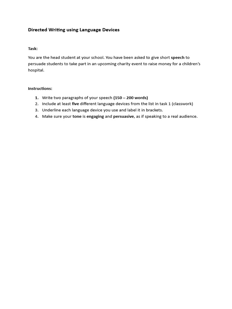 Speech Writing Using Language Devices IGCSE English | PDF