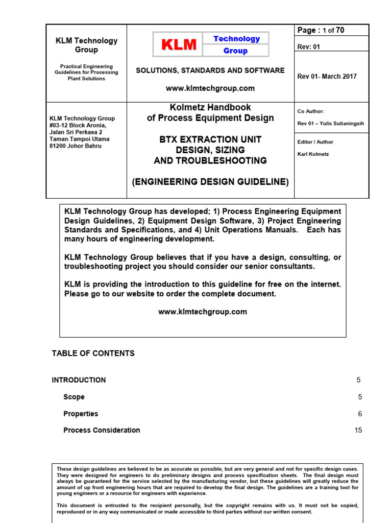 BTX Extraction Unit Design Guidelines | PDF | Benzene | Chemistry
