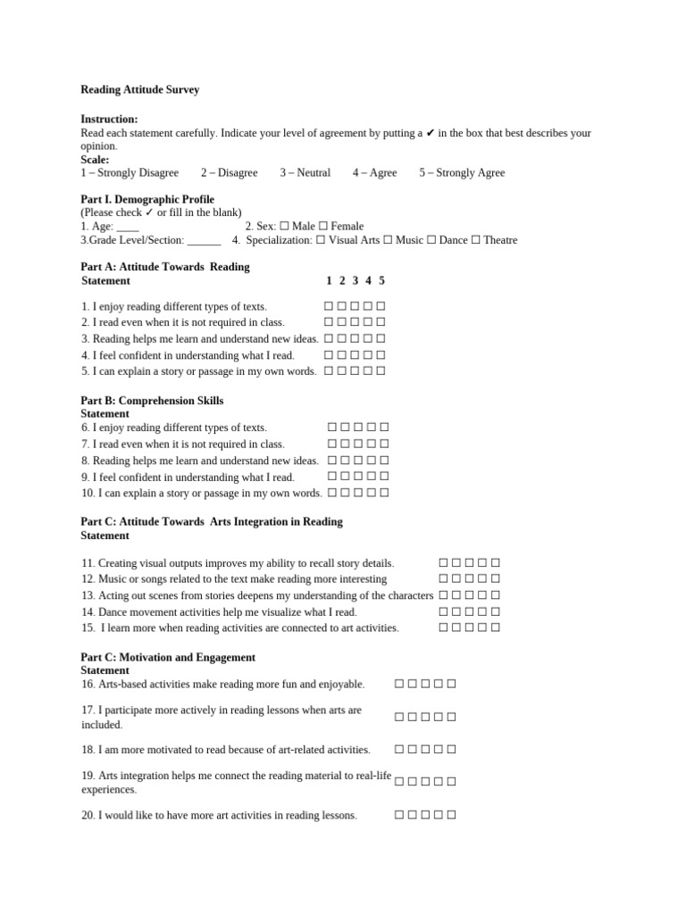 Reading Attitude Survey | PDF