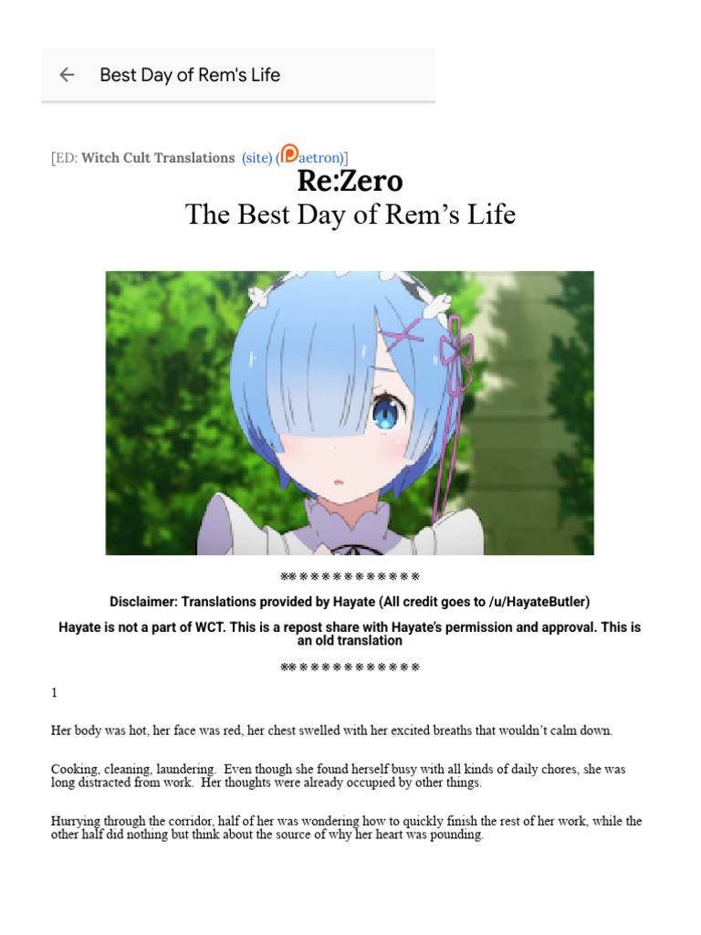 Best Day of Rem's Life | PDF