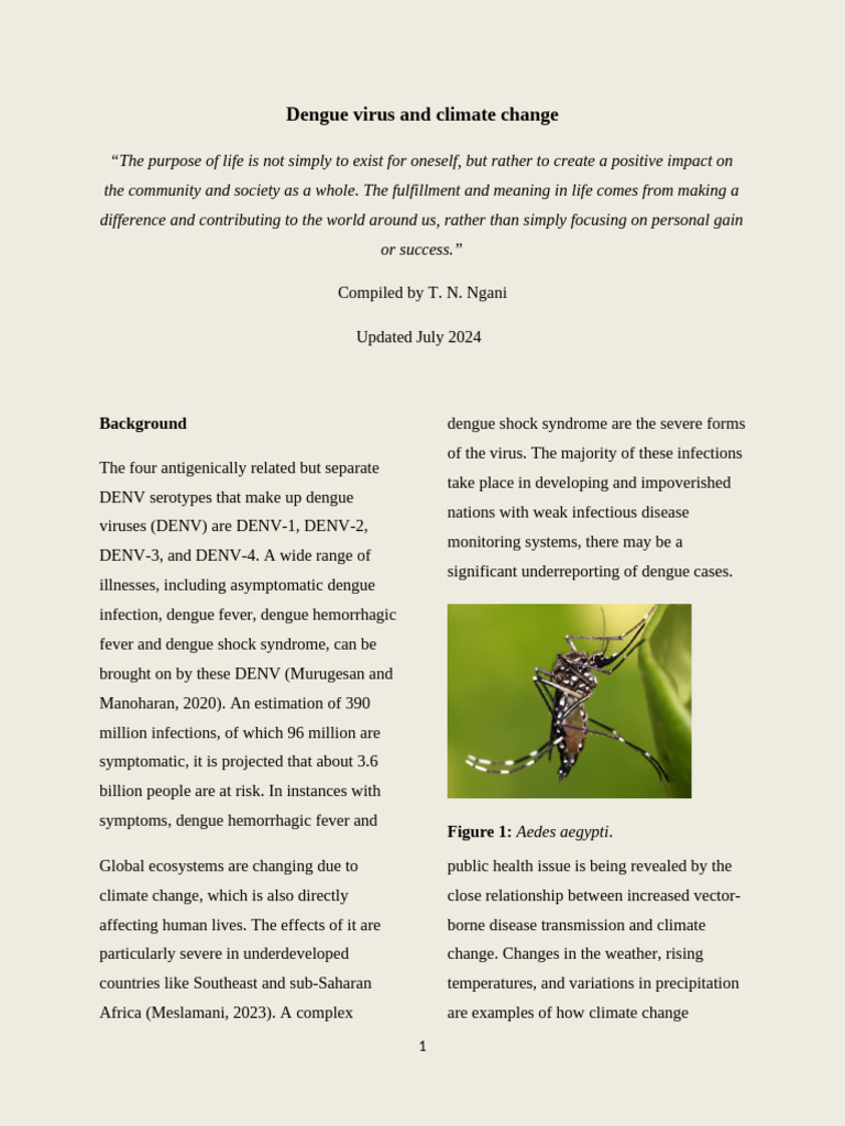 Climate Change and Dengue Virus Spread | PDF | Mosquito | Microbiology