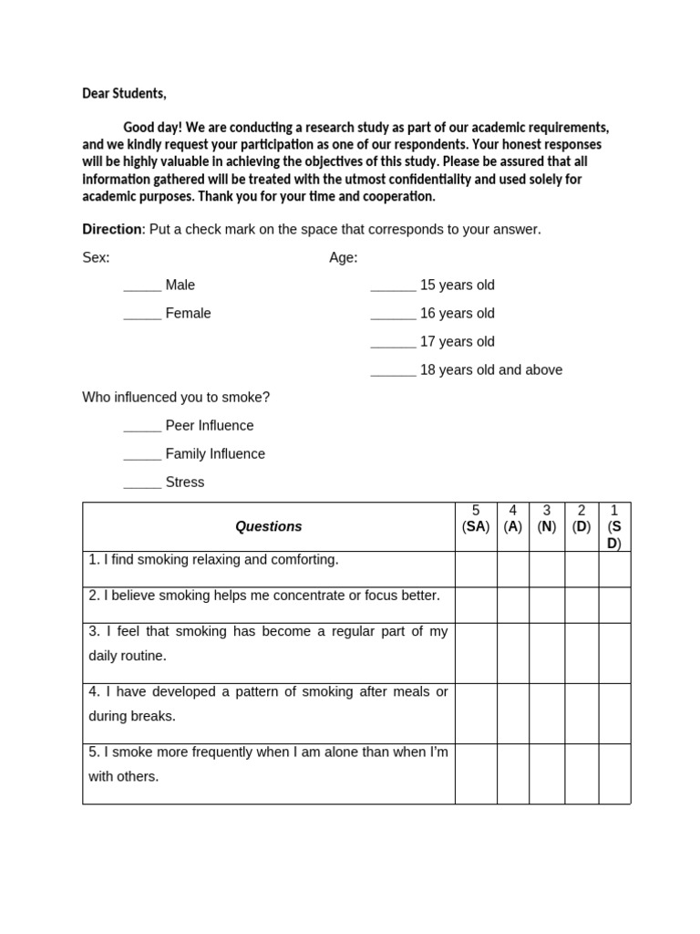 Questionnaires | PDF