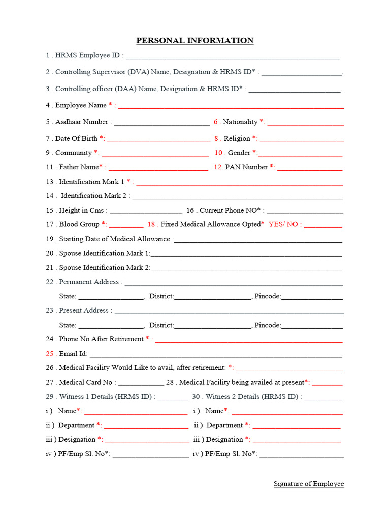 HRMS Employee Information Form | PDF | Access Control | Authentication