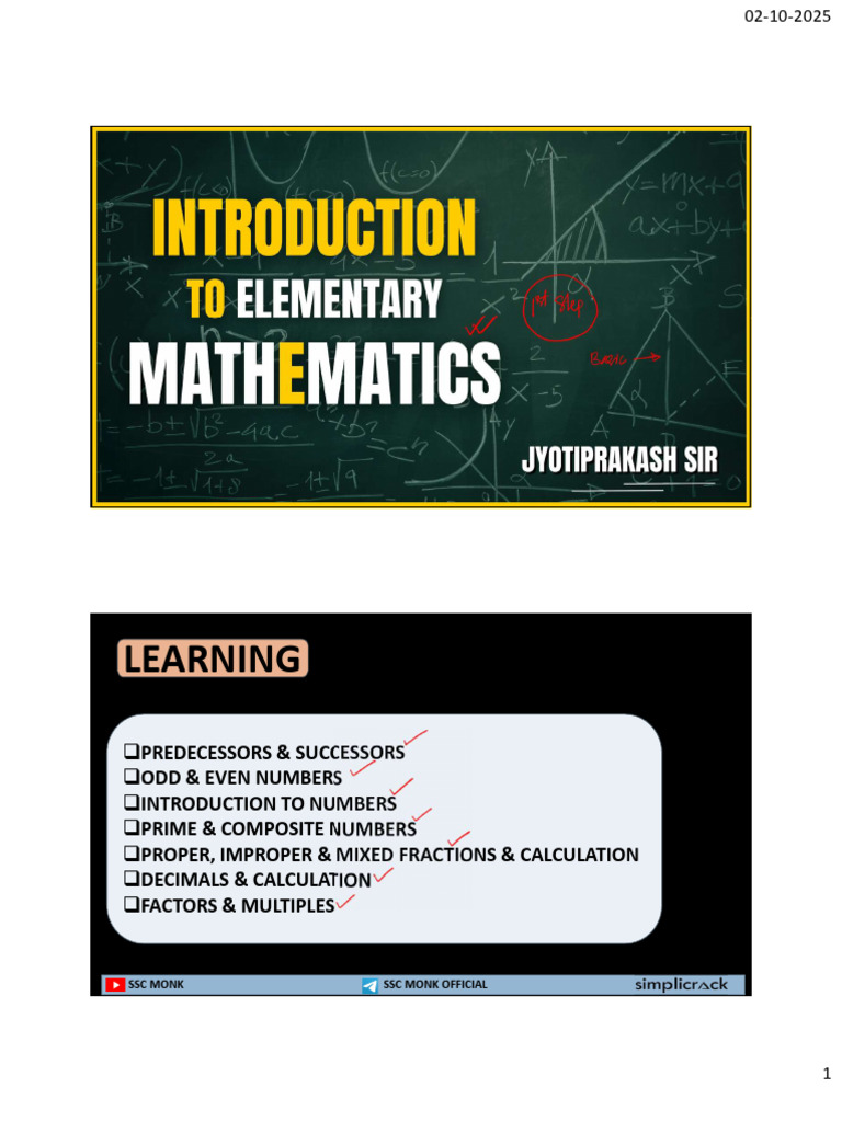 Introduction To Elementary Math Class | PDF | Numbers | Integer
