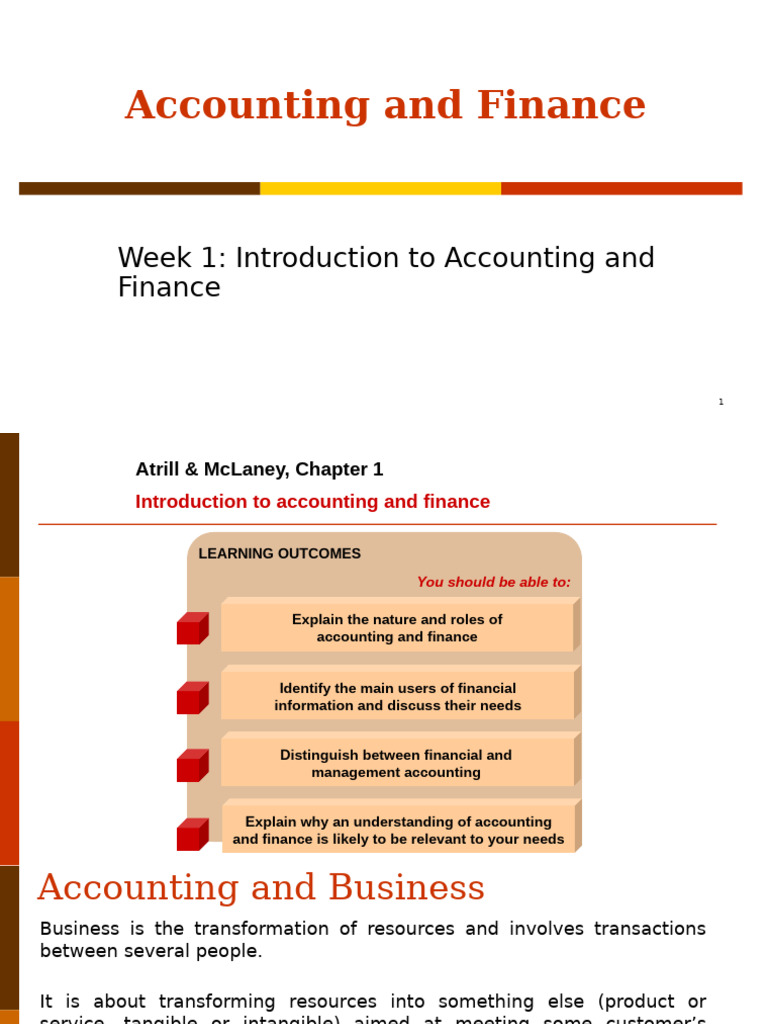 2) Week 1 - Introduction To Accounting and Finance v3 | PDF ...