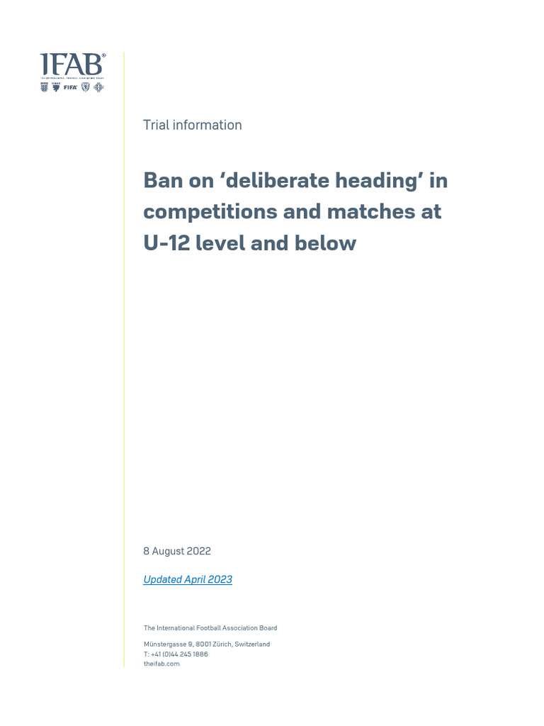 Ban On Deliberate Heading Protocol - L en | PDF | Team Sports | Sports ...