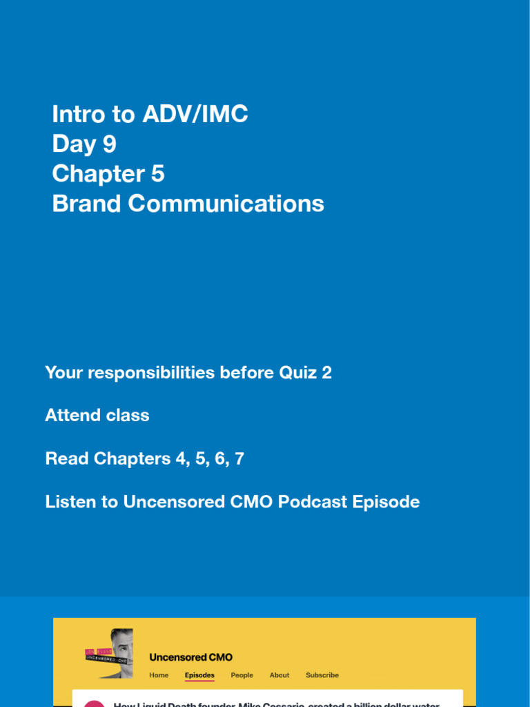 Intro To ADV Day 9 FA25 | PDF | Brand | Advertising