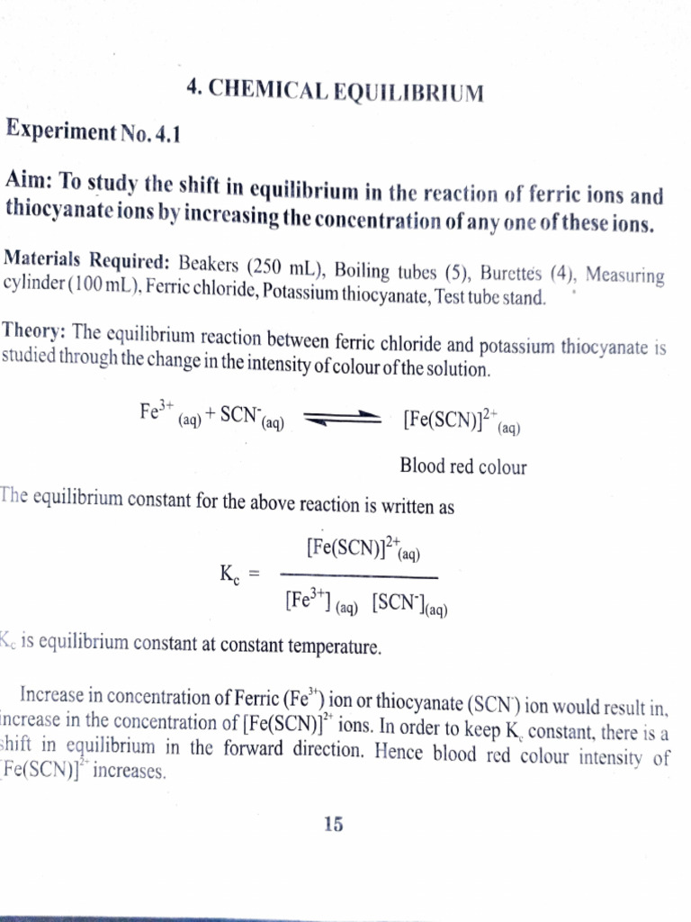 Expt 5 Chemical Equilibrium | PDF | Chemical Equilibrium | Physical ...