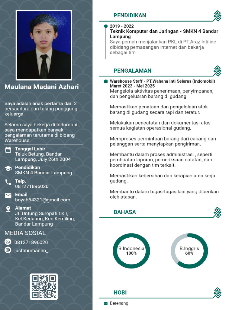 CV Maulana Madani Azhari. | PDF