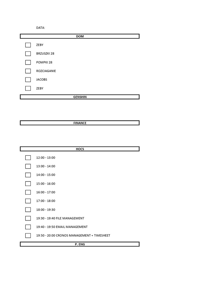 Daily Checklist r3 | PDF