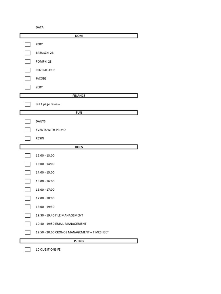 Daily Event Schedule and Management Tasks | PDF