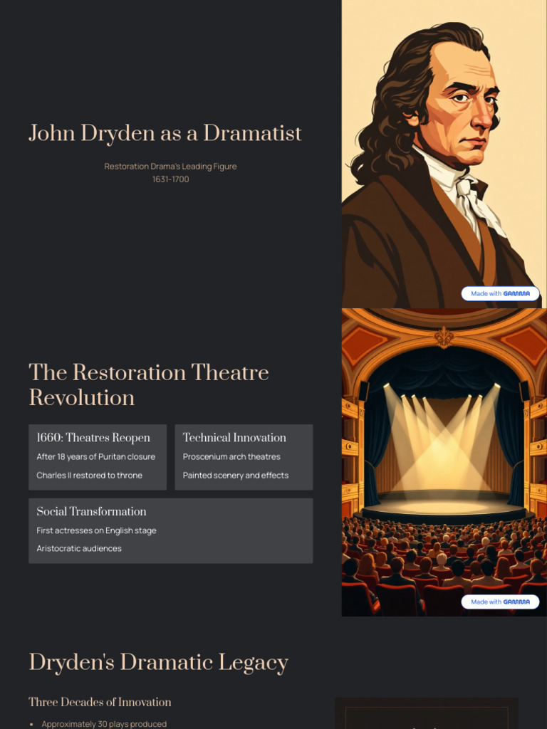 John Dryden As A Dramatist | PDF | John Dryden | Restoration Comedy