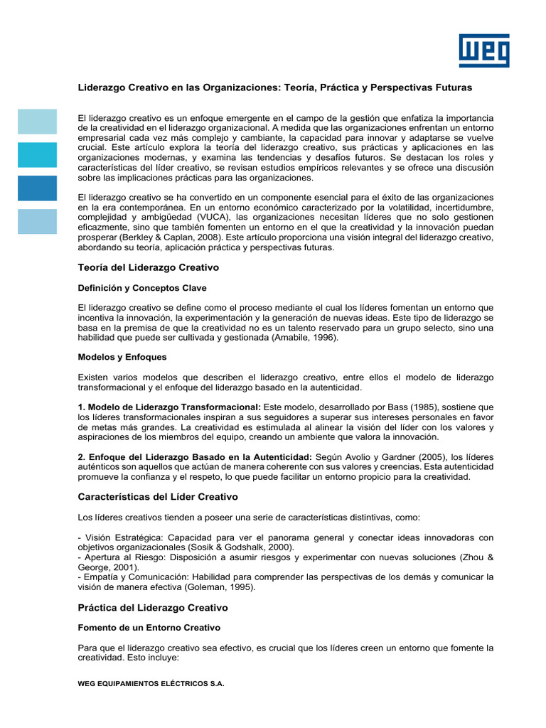 Paper 3 - Liderazgo Creativo en Las Organizaciones - Teoría, Práctica y ...