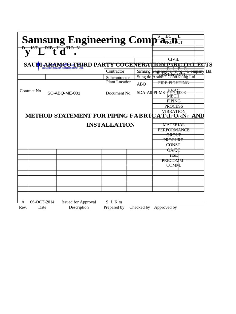 Ms Sda Eip 008 Piping Fabrication and Installation | PDF | Pipe (Fluid ...