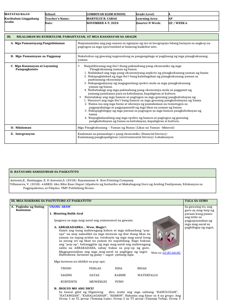 AP 4 DLL q2 Week 6 | PDF