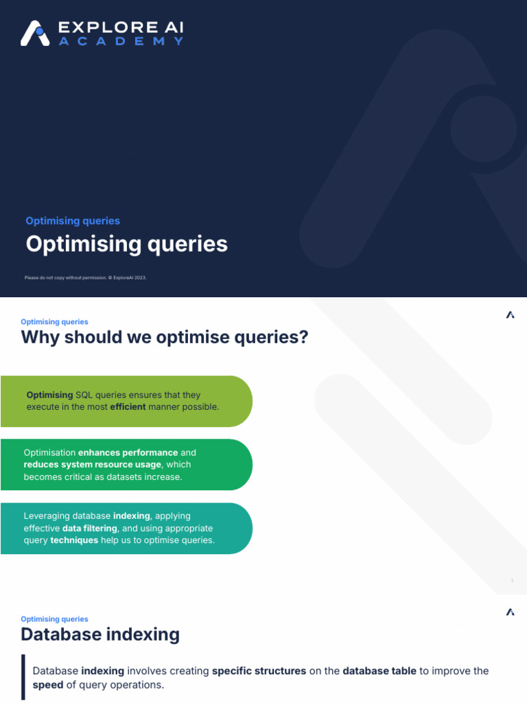 Optimising Queries (Slides) | PDF | Database Index | Databases