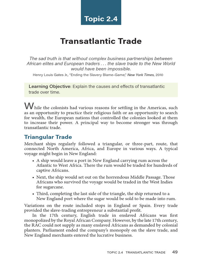 AMSCO 2.4 Transatlantic Trade | PDF | Atlantic Slave Trade | Dominion ...