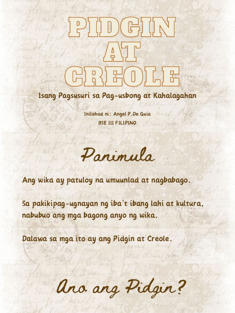 Pidgin at Creole Inilahad Ni ADG746 - 0000 | PDF