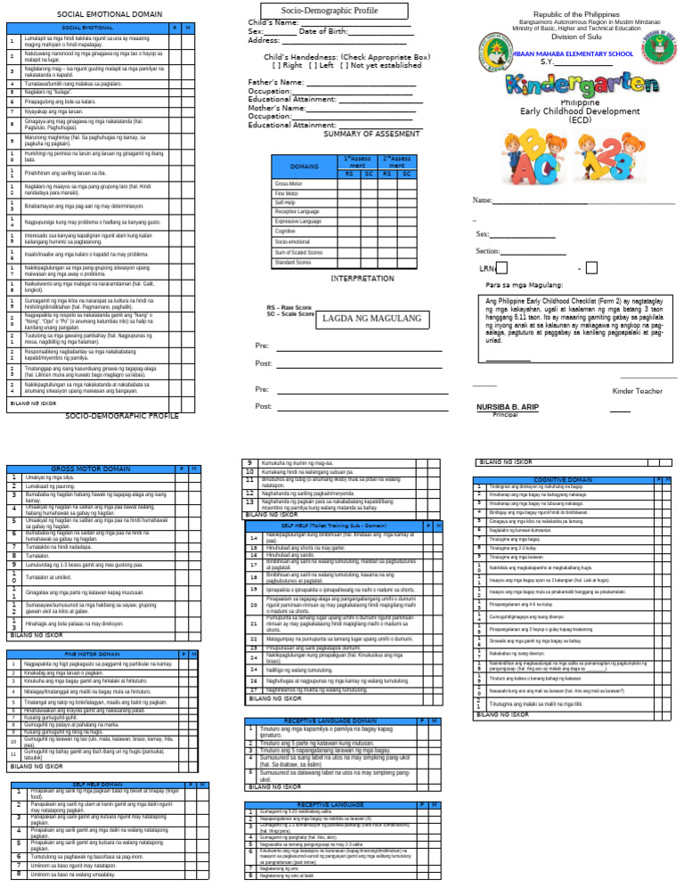 429578941 ECD Checklist Tagalog | PDF
