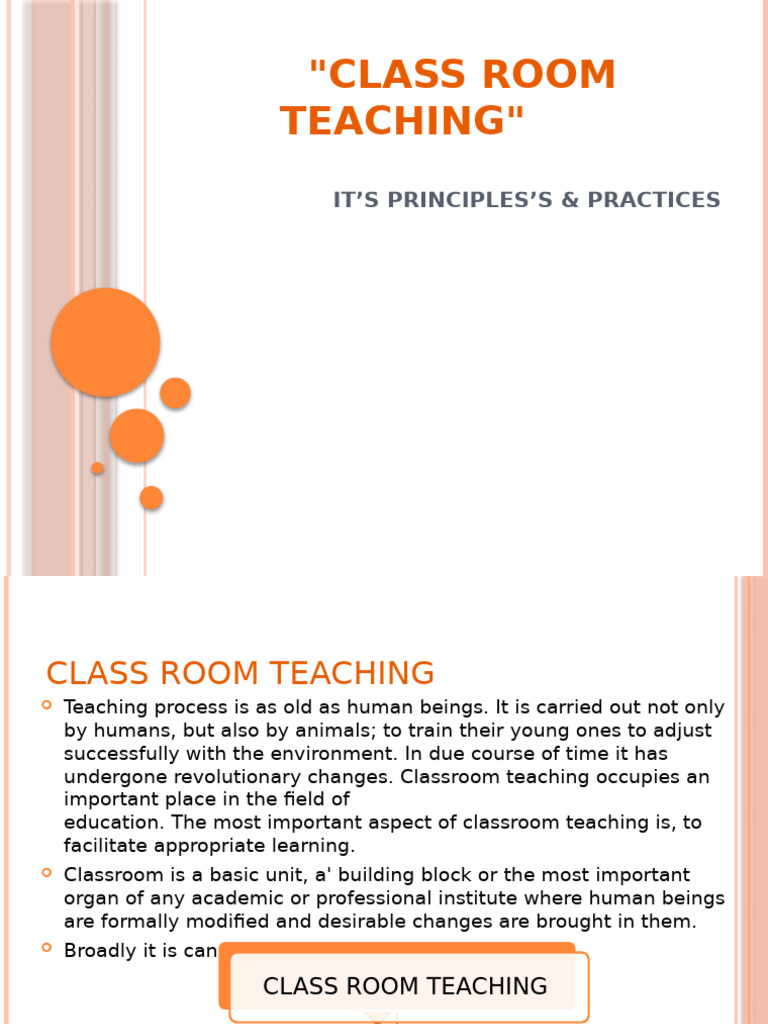Classroom Teaching Principles & Practices | PDF | Teachers | Learning