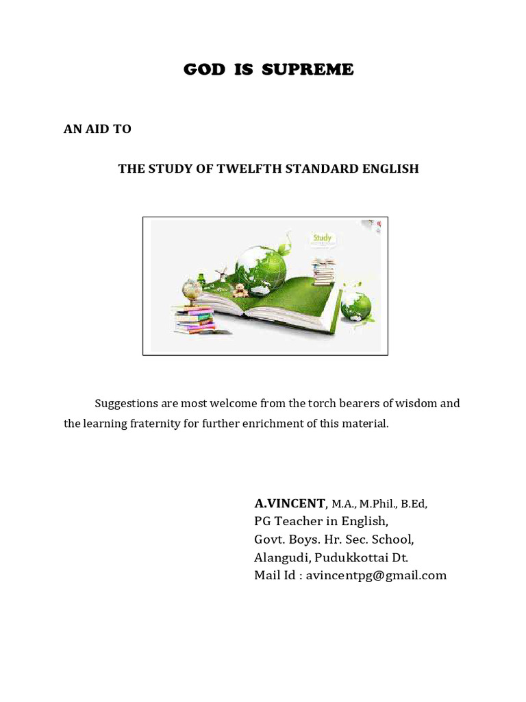 12th English Study Aid for Slow Learners | PDF | Grammatical Tense ...