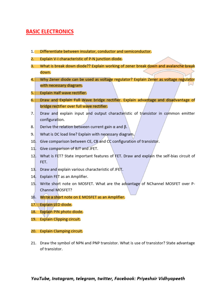 Basic Electronics Imp Que | PDF