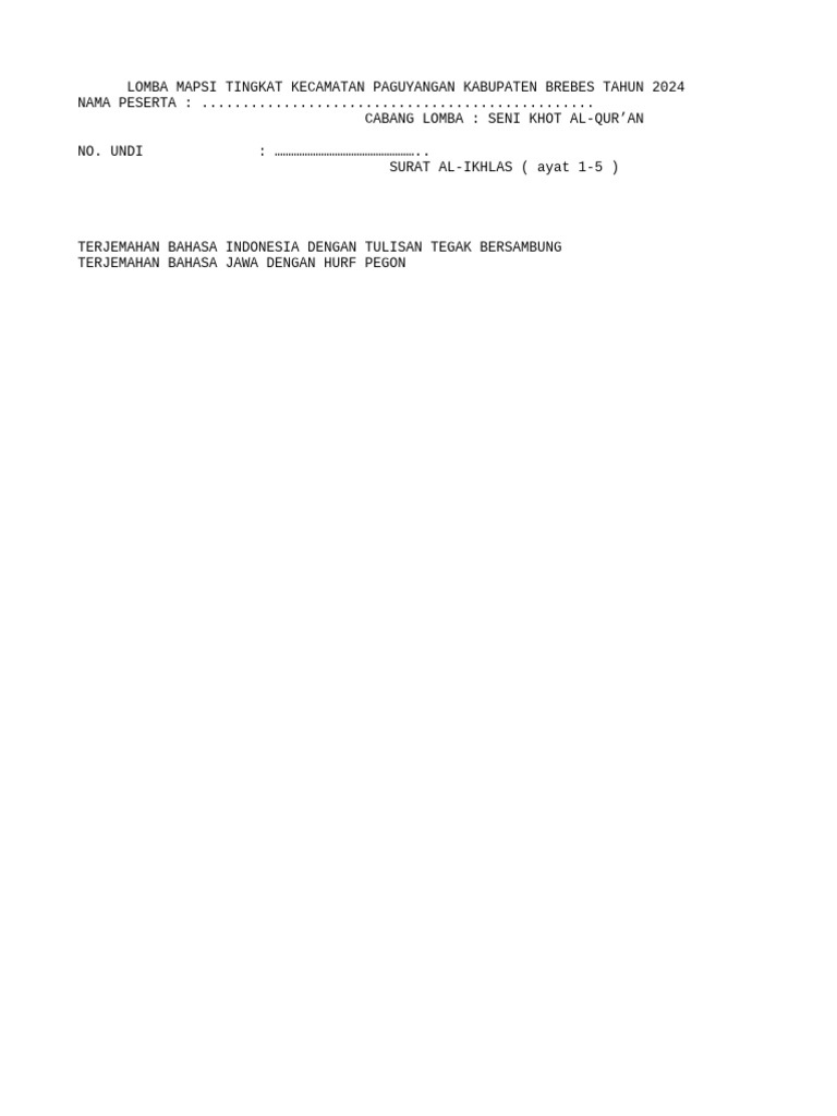 759188357-Kertas-Khot-2024-Surah-Al-Ikhlas-diprint-A3 | PDF