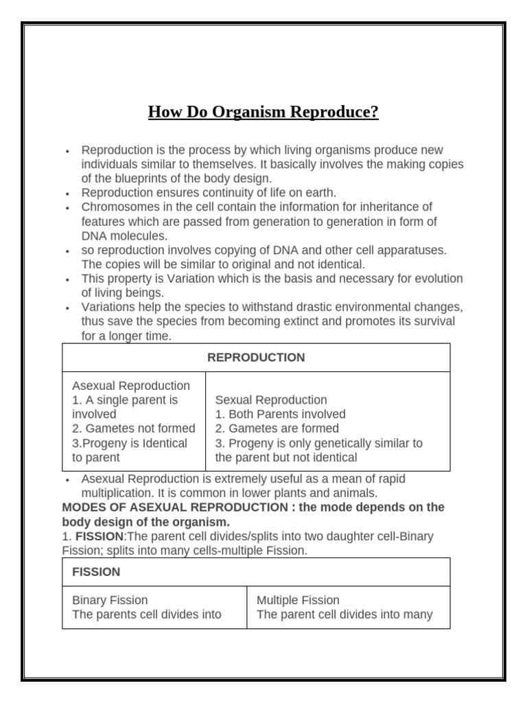 How Do Organism Reproduce Notes | PDF | Flowers | Reproduction
