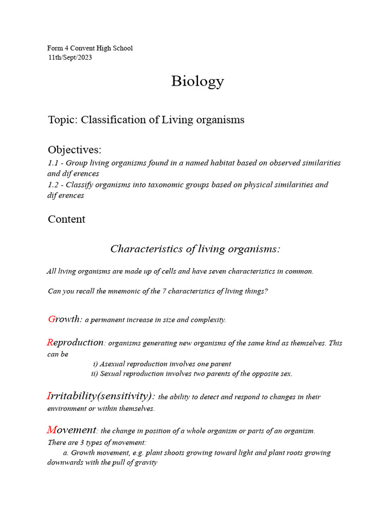 Taxonomy Classification Review Notes | PDF | Zoology | Organisms