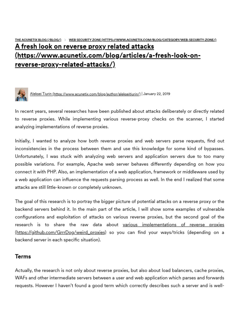 Reverse Proxy Attack Insights and Analysis | PDF | Proxy Server | Web ...