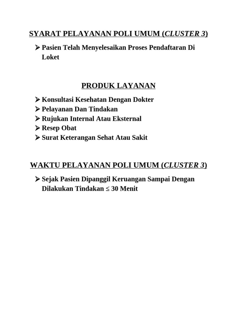 Syarat Pelayanan Poli Umum | PDF