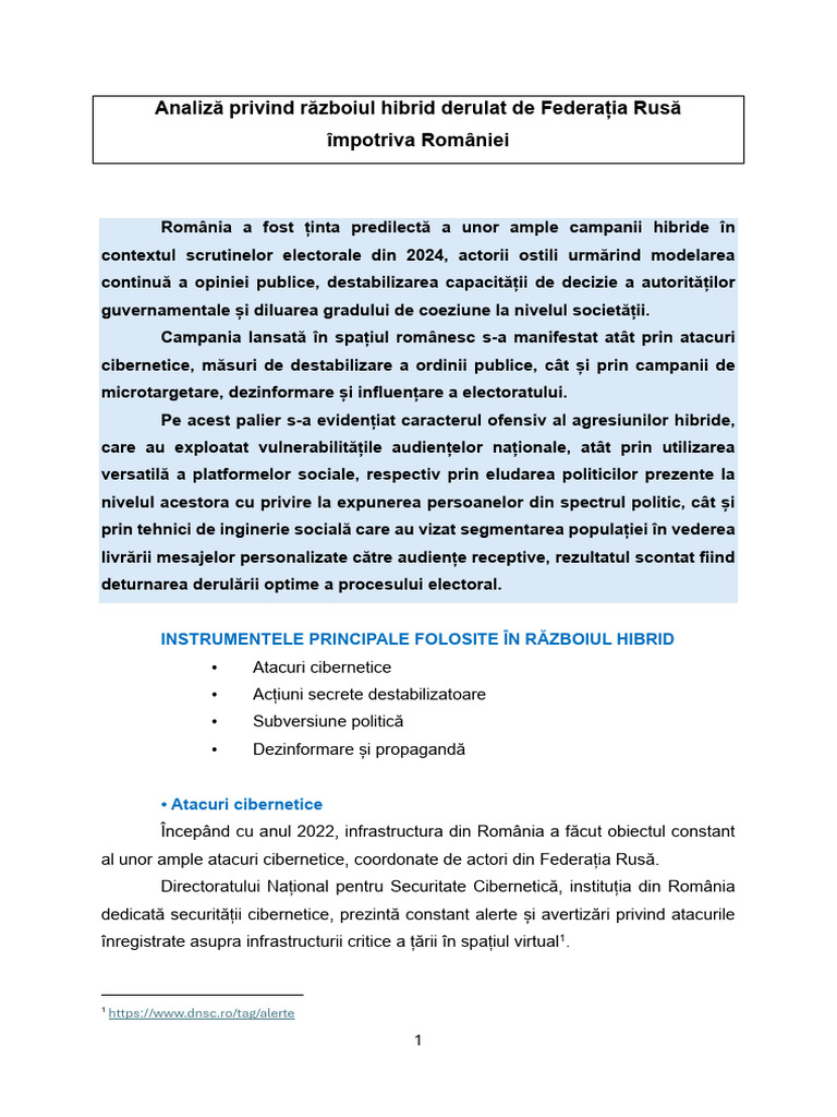 Raportul Parchetului General Despre Interferența Rusiei În România | PDF