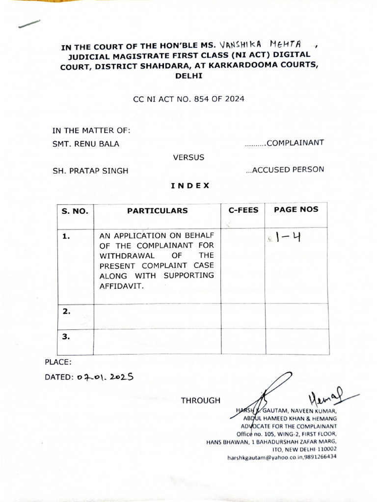 Renu Bala Withdrawal Application | PDF | Common Law | Justice